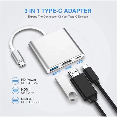 Cáp Chuyển 3 Trong 1 Type C Ra Hdmi 4k Usb 3 0 Type C Kết Nối Tivi