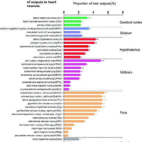 Statistical Analysis Of The Whole Brain Distribution Of Outputs To
