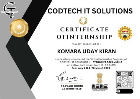 python internship codetechit careergrowth udaykiran komara
