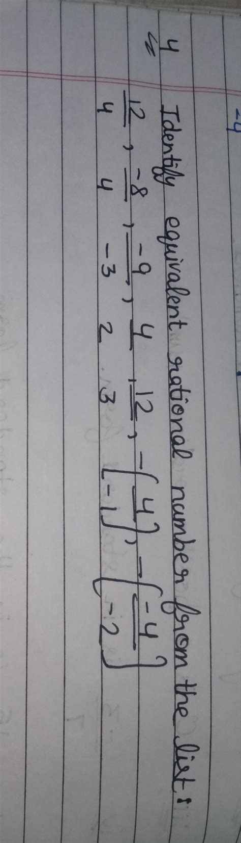 4 Identify Equivalent Rational Number From The List Frac 12 4