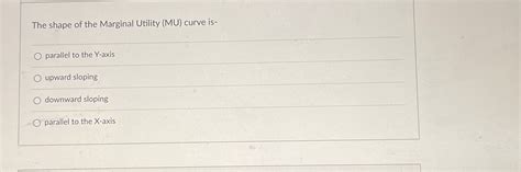 Solved The Shape Of The Marginal Utility Mu ﻿curve