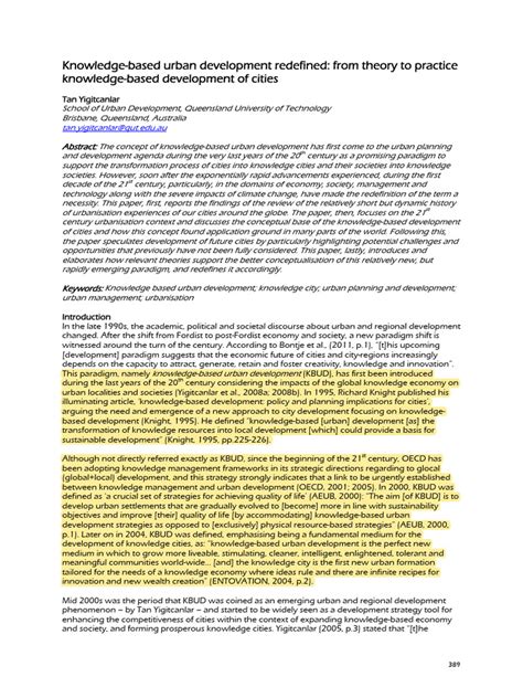 Knowledge Based Urban Development Redefined Pdf Knowledge Economy