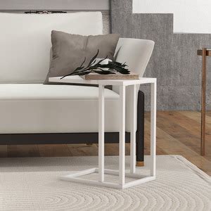Homcom C Shape Side Table With Marble Effect Top
