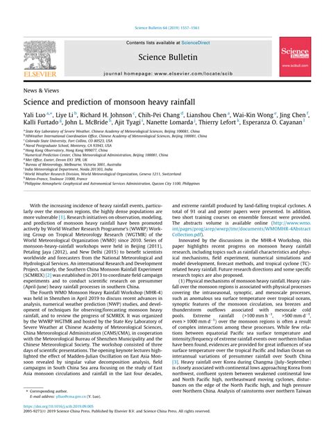 Pdf Science And Prediction Of Monsoon Heavy Rainfall
