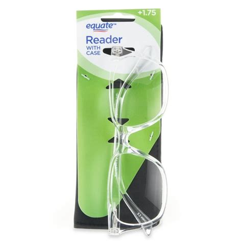 Equate Unisex Rectangular Single Vision Reading Glasses With Case