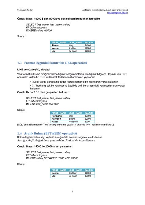 Sql Sorgu Işlemi 4 Pdf
