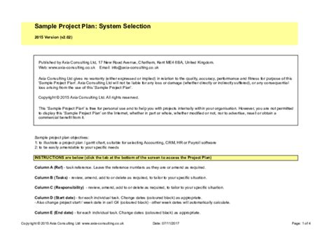 Sample Project Plan System Selection V202 Jkdc Yhabz