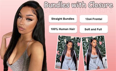 10a Brazilian Straight Human Hair Bundles With Frontal