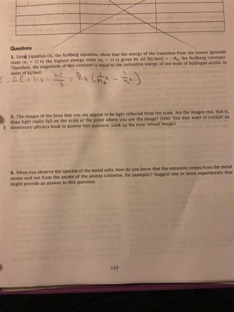 Solved Questions 1 Using Equation 5 The Rydberg