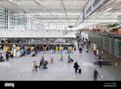 Munich Germany Departure Hall Terminal 2 At Munich Airport Stock