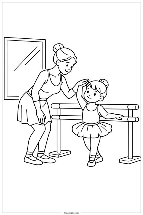 Ballet Teacher Guiding Coloring Page Free Pdfandpng Printable