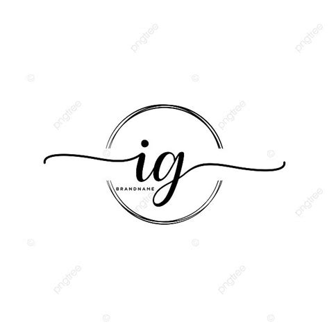 Vector Template Of A Handwritten Logo With Circle Incorporating Ig