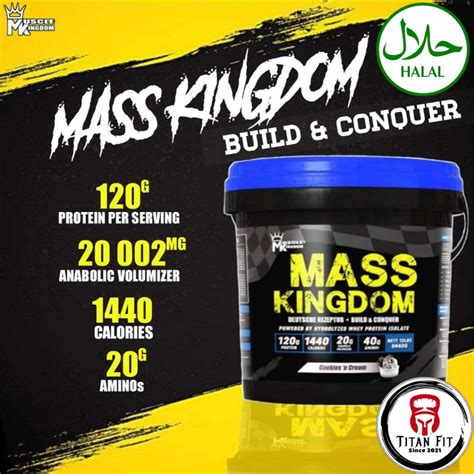 Muscle Kingdom Mass Gainer 12lbs Big Tub Weight Gainer Whey High