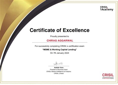 Certification Corporatelending Crisil Chirag Aggarwal