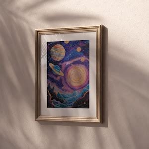 Vibrant Cosmic Galaxy Art Abstract Space Landscape Digital Print