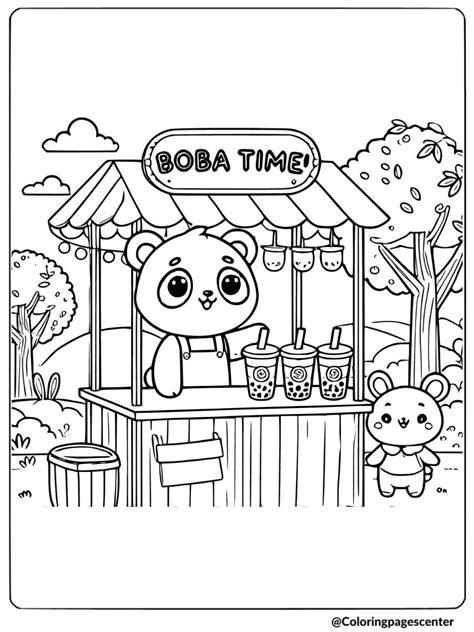 8 Free Printable Panda Drinking Boba Coloring Pages