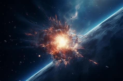 Premium Ai Image A Space Explosion With A Planet And A Explosion