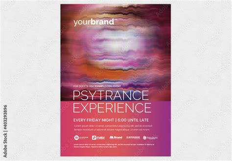 Abstract Club Flyer Template With Psychedelic Pattern Texture Stock