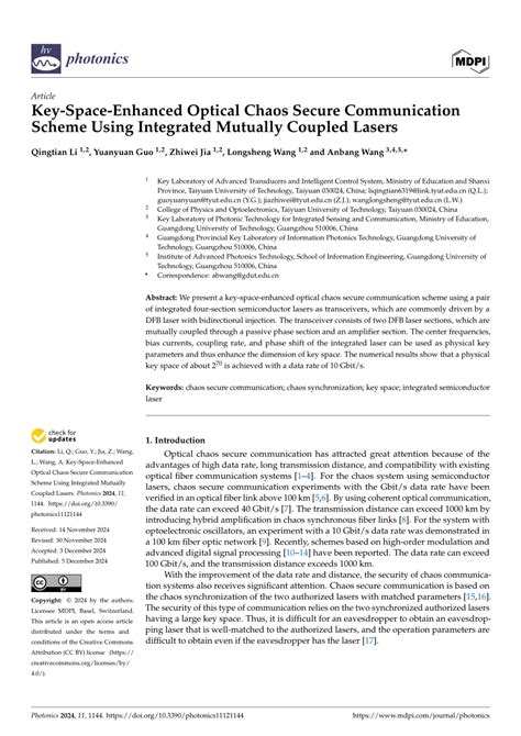 Pdf Key Space Enhanced Optical Chaos Secure Communication Scheme Using Integrated Mutually