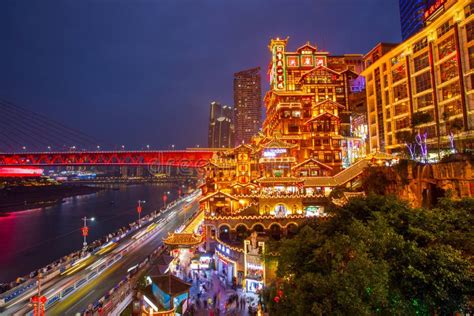 Chongqing Cityscape In Night View China Editorial Stock Image Image