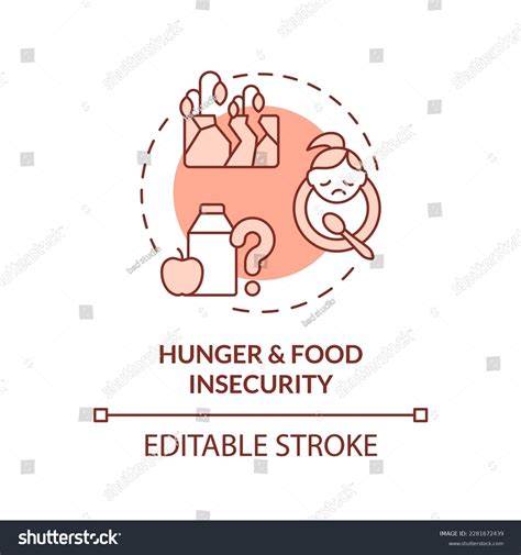 Hunger Food Insecurity Red Concept Icon Stock Vector Royalty Free