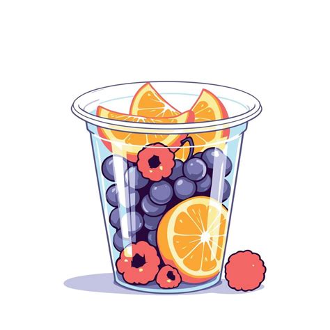 A Glass Of Fruit In A Plastic Cup 59237297 Vector Art At Vecteezy
