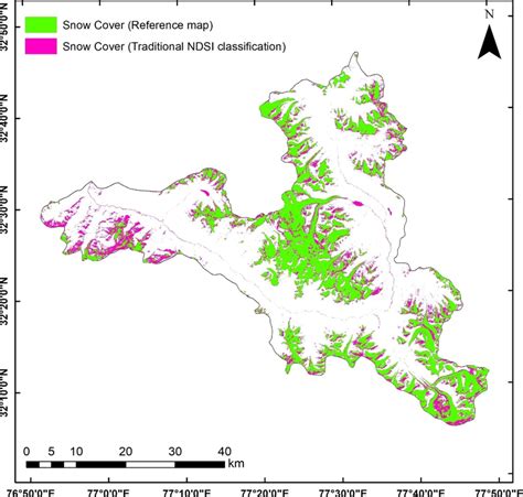 Snow Cover Map Prepared From The Traditional Ndsi Classification And Download Scientific