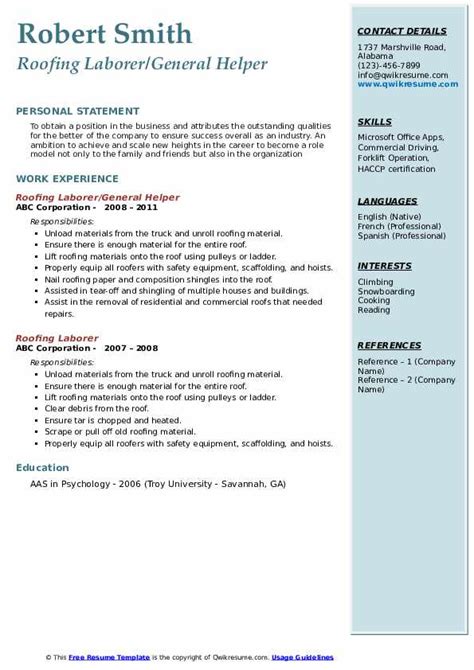 Roofing Job Description Template Printable Word Searches