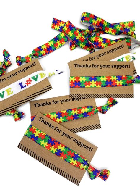 Autism Awareness Thanks For Your Support Card W Elastic Band Arm