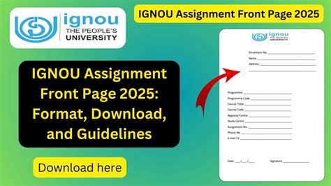 Ignou Assignment Front Page 2025 Format Download And Guidelines