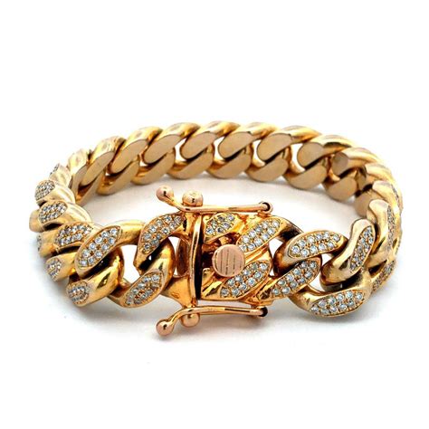 Solid 10k Yellow Gold Pave Diamond Encrusted Miami Cuban Link Statement