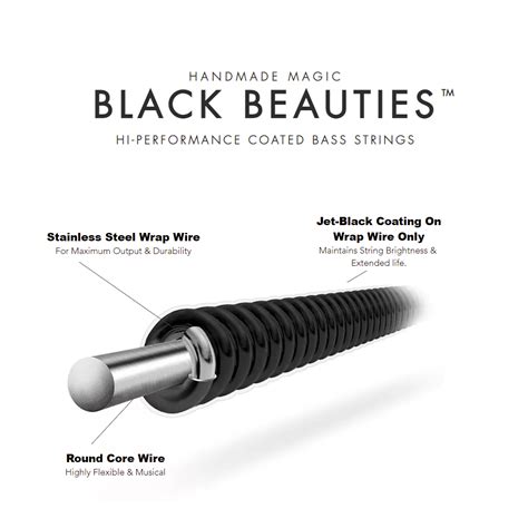 Dr Strings Bkb5 45 Black Beauties Black Coated Stainless Steel Bass Strings 5 String Medium