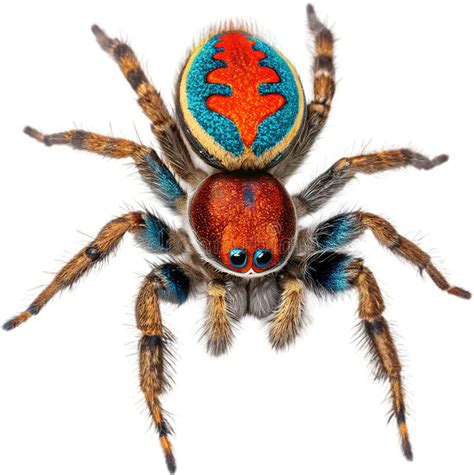 Vibrant Peacock Spider 3d Render With Symmetrical Details Stock