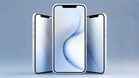 Three Generic Mobile Phones Displaying Modern Design On Light Blue