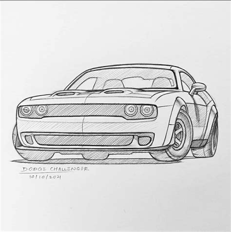 How To Draw A Dodge Challenger Srt Hellcat