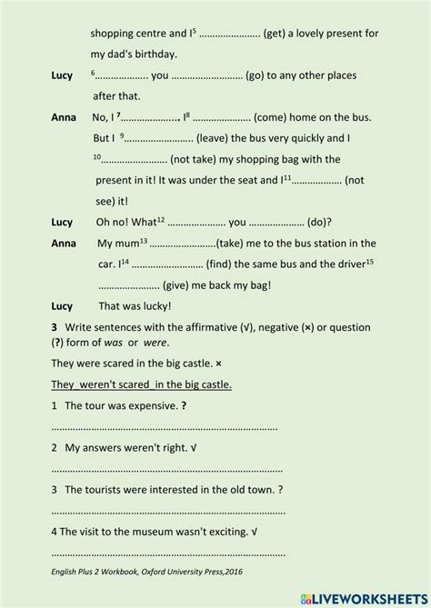 The Past Simple English Plus 2 Workbook Online Exercise For Live
