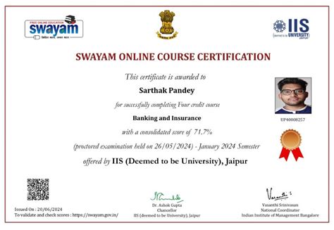 Excited To Share That I Have Successfully Completed The Swayam Certification In Banking And