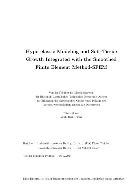 Pdf Hyperelastic Modeling And Soft Tissue Growth Integrated With The Smoothed Finite Element