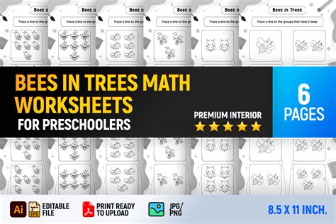 Bees In Trees Math Worksheets Graphic By Interior Creative · Creative