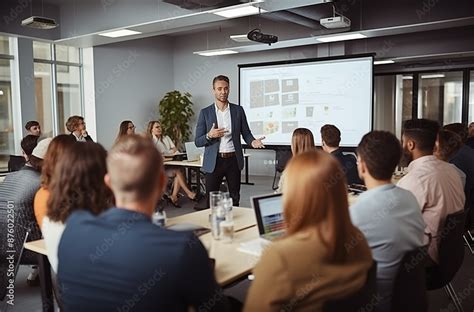 A Professional Man Giving A Presentation To A Group Of People In A