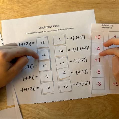 Simplifying Integers Cut And Glue Worksheet By Mansker Math Moments