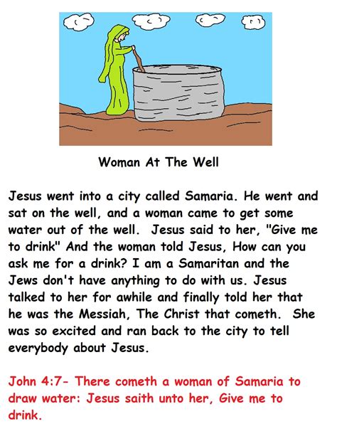 Samaritan Woman At The Well Activity Sheet Bible Story Activities