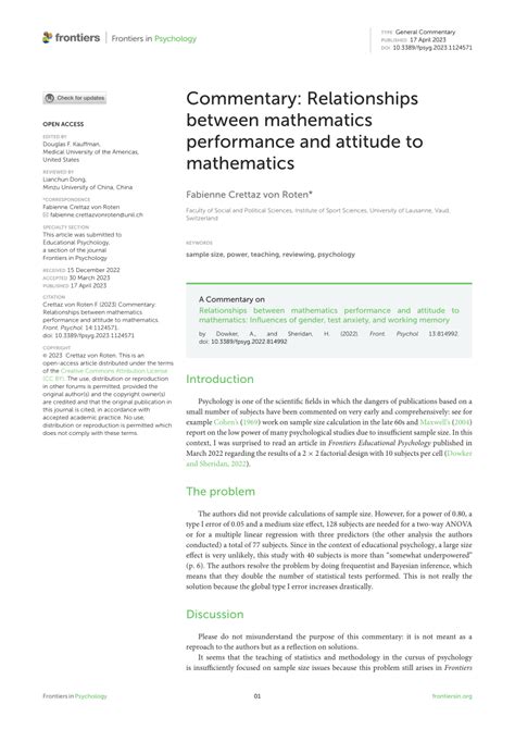 Pdf Commentary Relationships Between Mathematics Performance And