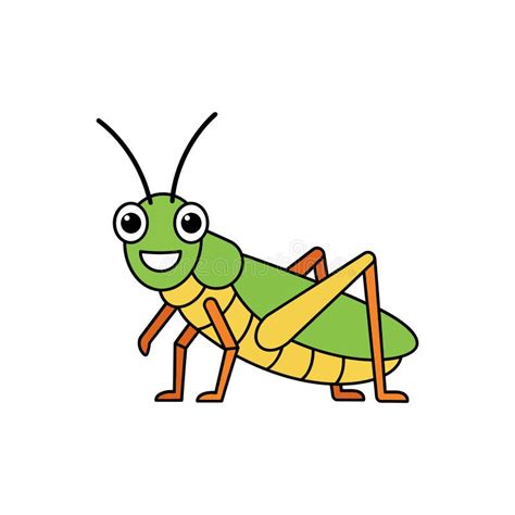 Happy Green Grasshopper Character In A Playful Flat Design Vector Art Stock Vector