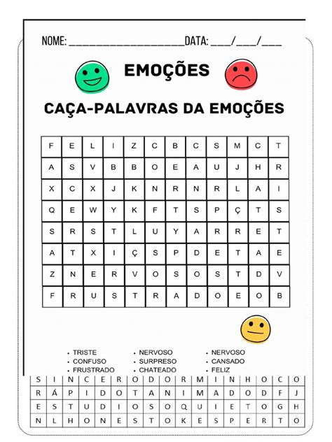 Caca Palavras Infantil Emoções Pdf