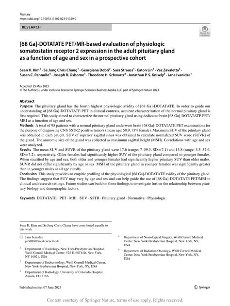68 Ga Dotatate Petmr Based Evaluation Of Physiologic Somatostatin