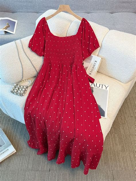 Plus Size Red Polka Dot A Line Dress Extra Big Size Pluspreorder