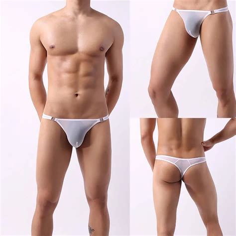 Gay Thongs Low Rise See Through Clip Underwear Thongs
