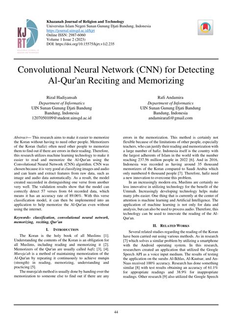Pdf Convolutional Neural Network Cnn For Detecting Al Quran