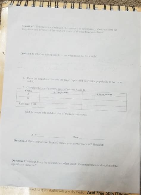 Force Table Lab Ph 133 Name Lab Partners Equipment
